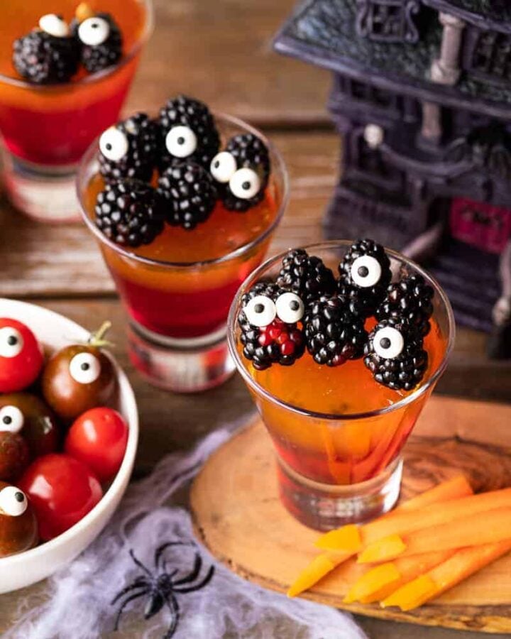 Vegan Jello Cups, a spooky Halloween treat - AtMyTable