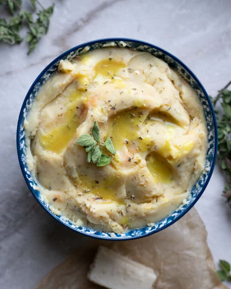 Creamy High Protein Mashed Potatoes (Vegan) - AtMyTable