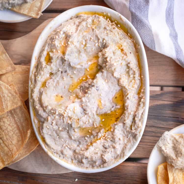 Smoked Eggplant Tahini Dip (Baba Ganoush) - AtMyTable
