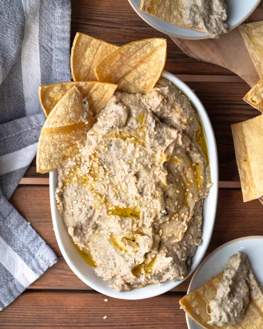 Smoked Eggplant Tahini Dip (Baba Ganoush) - AtMyTable