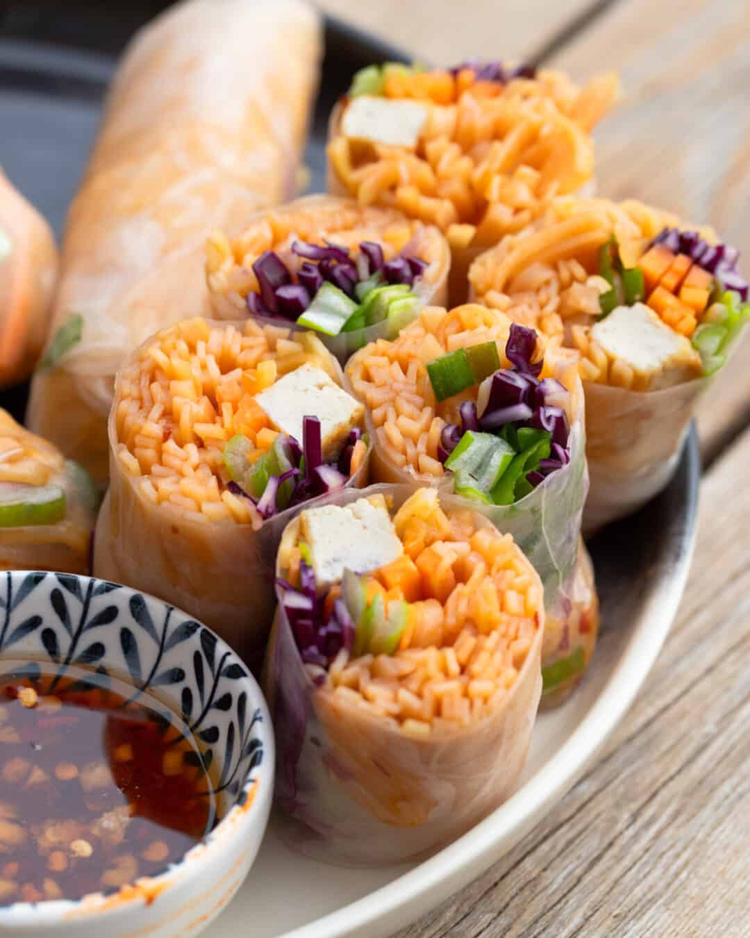 Easy Spicy Noodle Spring Rolls with Chili Lime Sauce (Gluten-Free ...
