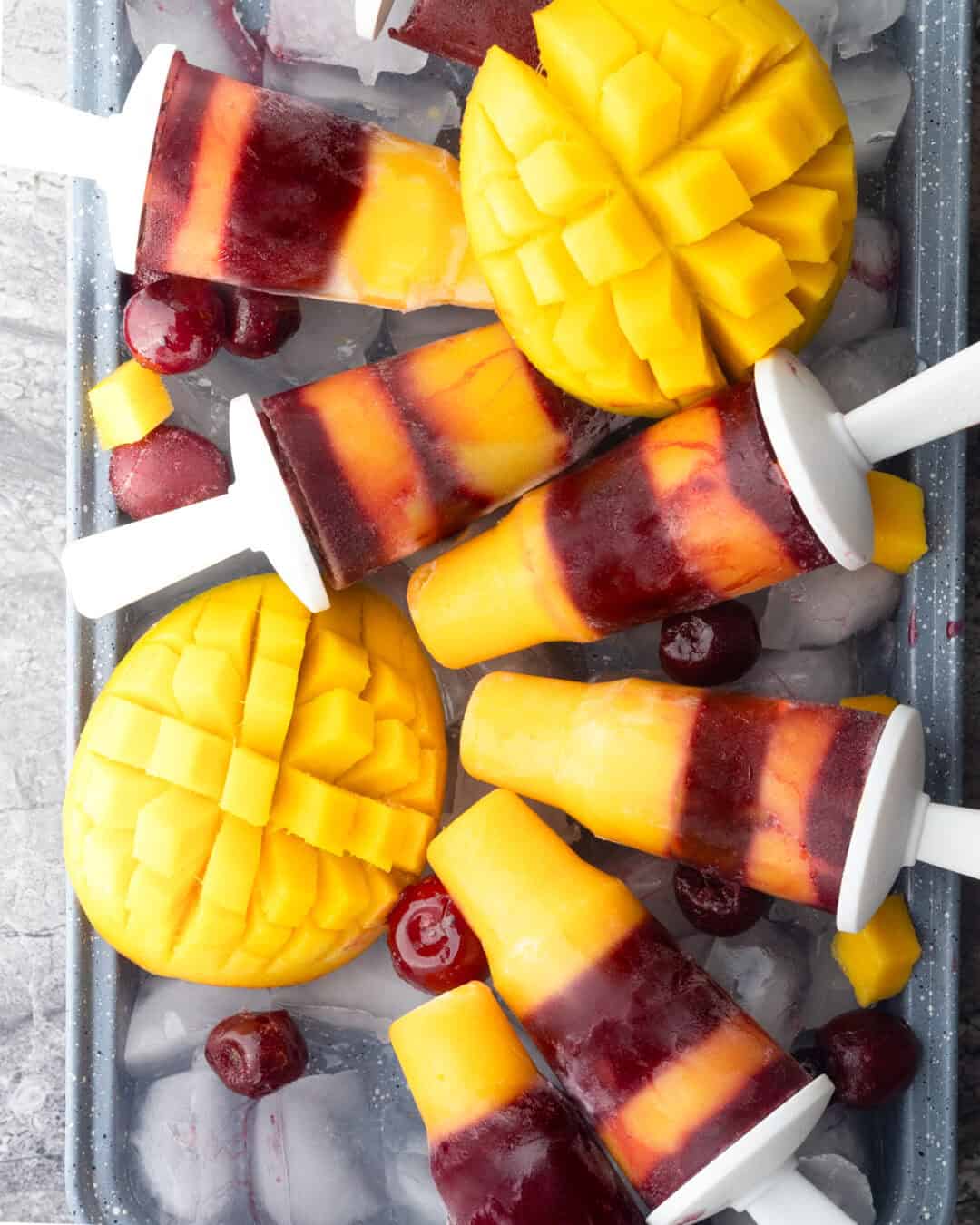 Easy Cherry Mango Popsicles (Gluten-Free, Vegan) - AtMyTable
