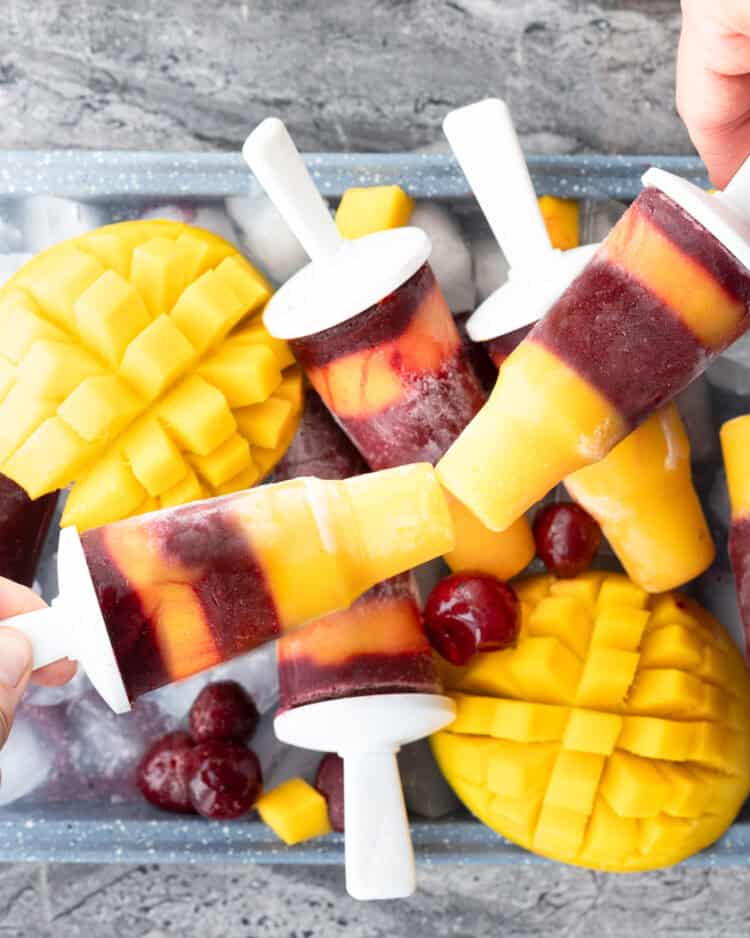 Easy Cherry Mango Popsicles (Gluten-Free, Vegan) - AtMyTable