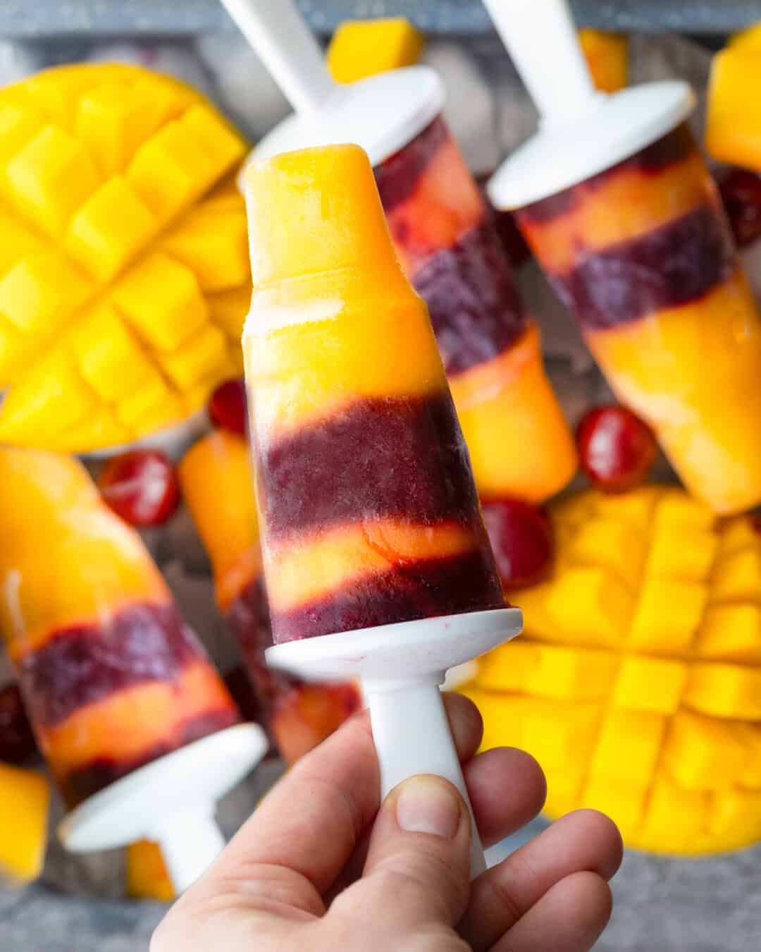 Easy Cherry Mango Popsicles (Gluten-Free, Vegan) - AtMyTable