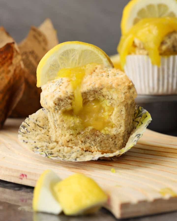 Fluffy Lemon Muffins with Lemon Curd (Gluten-free & Vegan) - AtMyTable