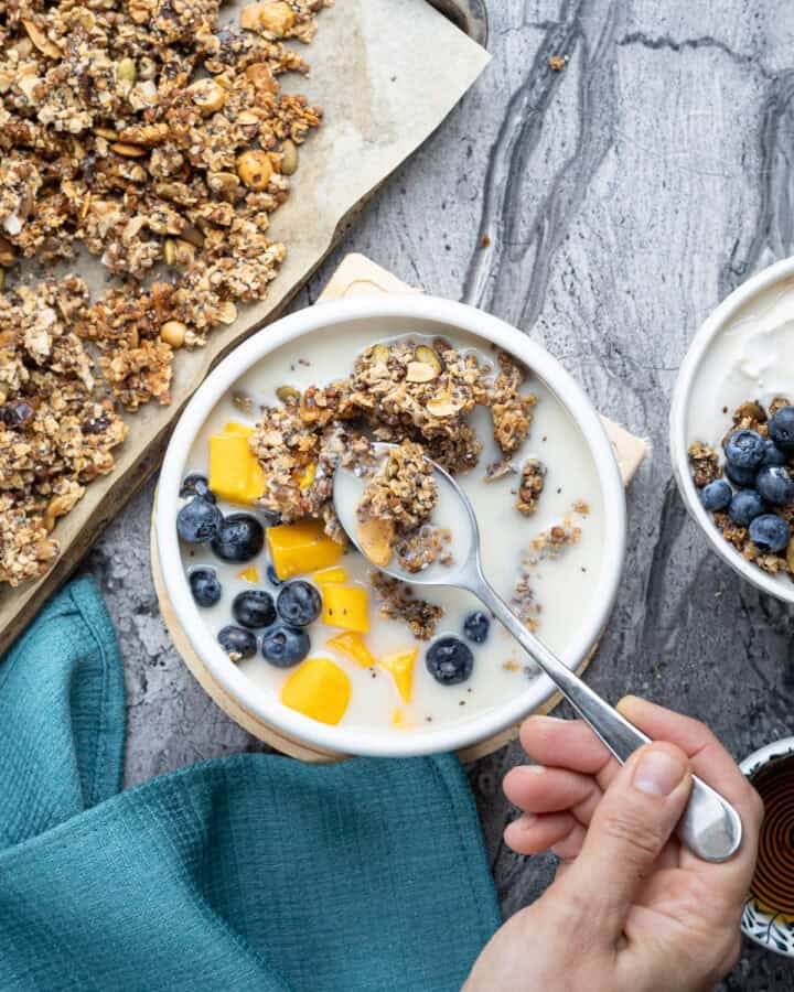 Healthy Protein Granola Bowl (No Sugar & Gluten-Free) - AtMyTable