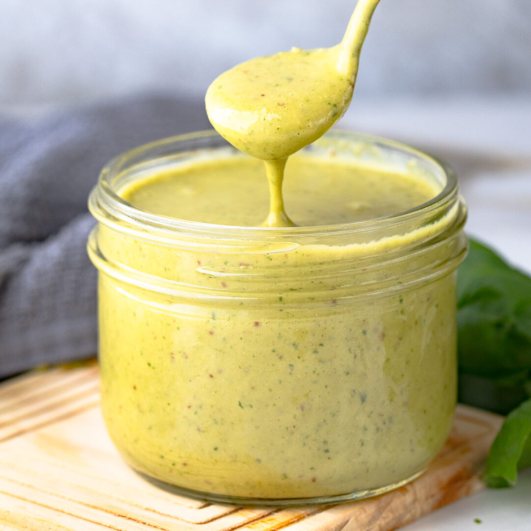 Creamy Balsamic Basil Vinaigrette Recipe (Dairy-Free) - AtMyTable