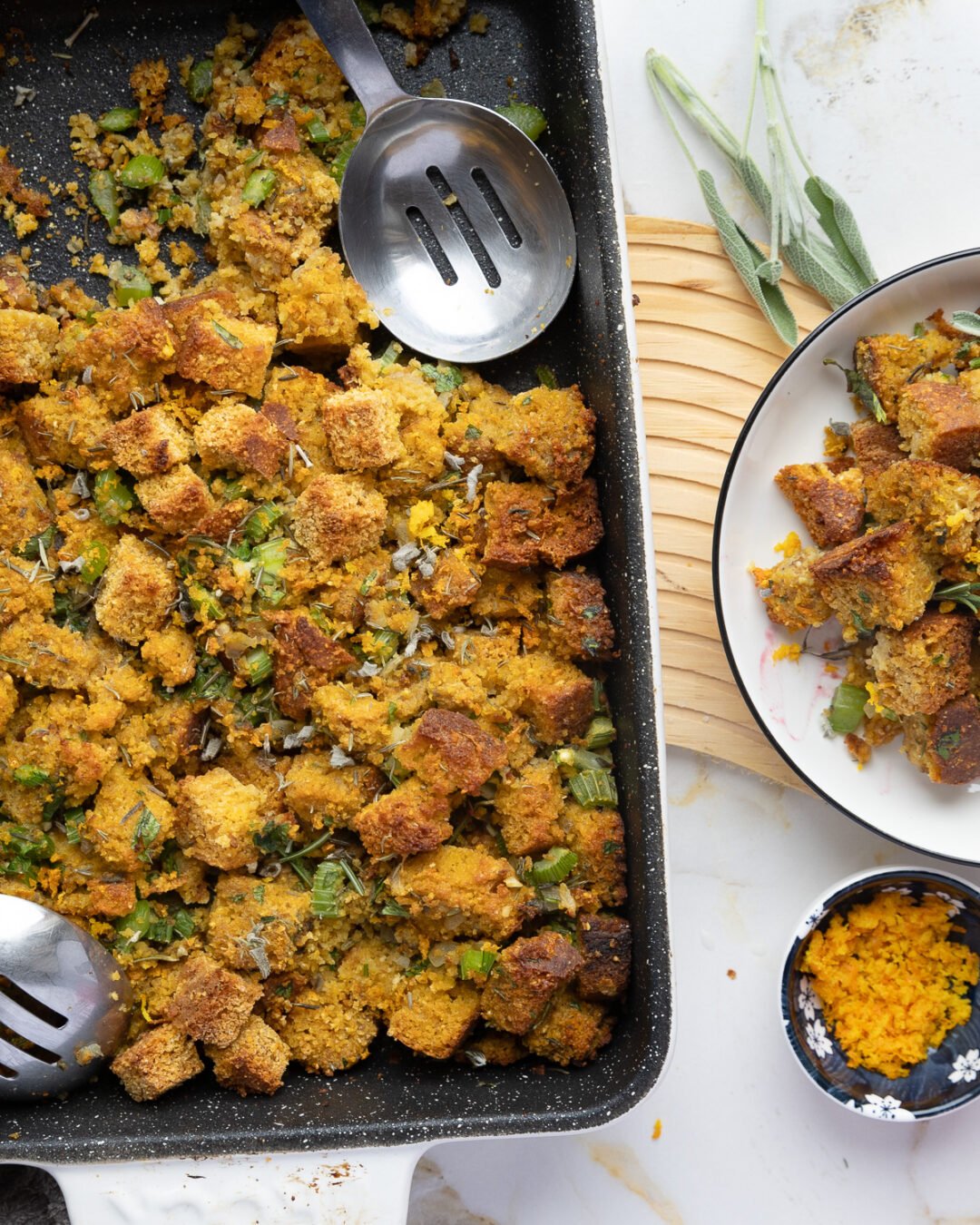 Easy Gluten-Free Cornbread Stuffing (Dairy-Free) - AtMyTable